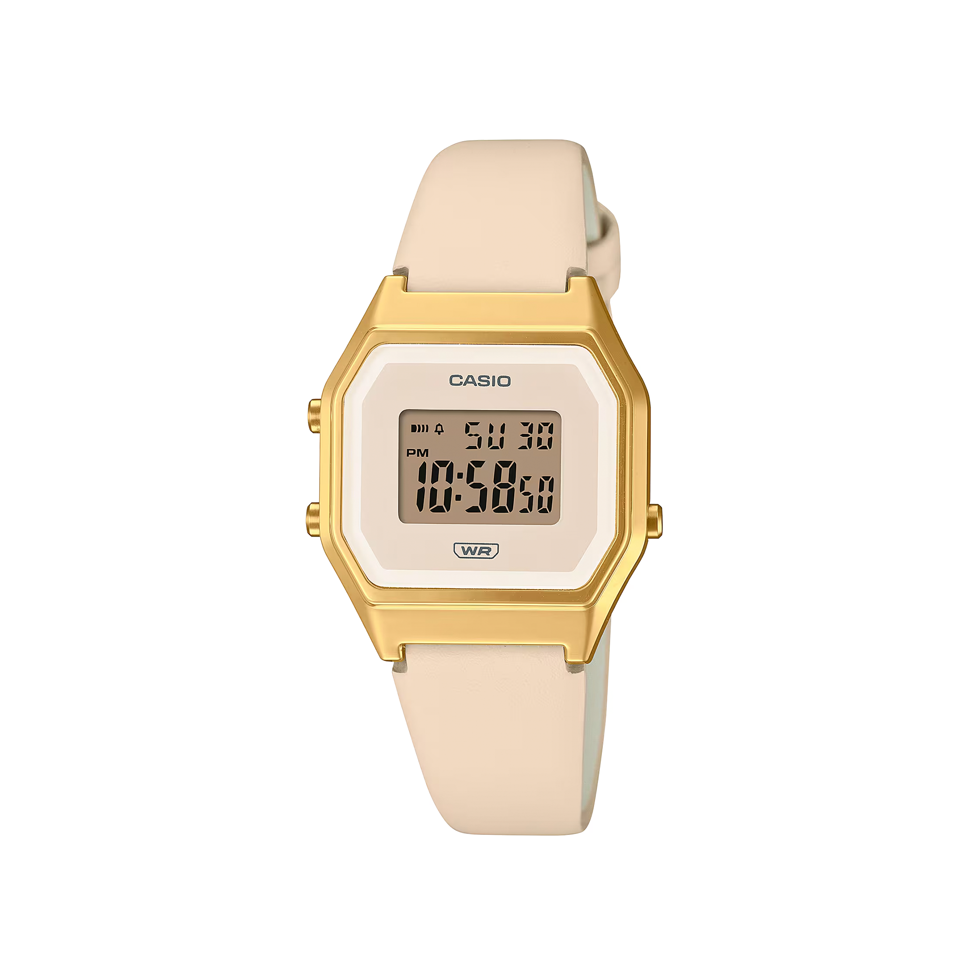 Reloj Casio LA680WEGL-4 Para Mujer — Retro Dorado Con Correa Rosa Pastel | Original En Perú